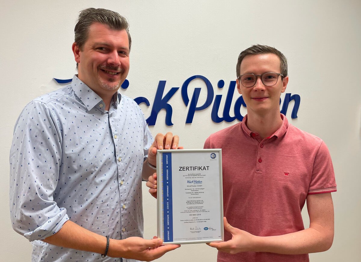 DIN ISO 9001 Zertifizierung - Qualitätsmanagement bei den KlickPiloten | KlickPiloten
