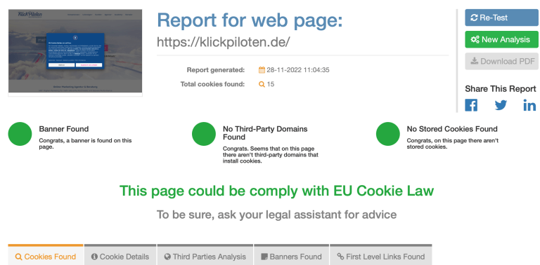 Cookie-Checker: eigene Website auf Cookies prüfen | KlickPiloten